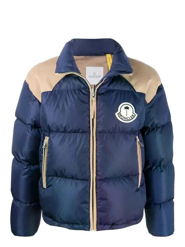 Palm Angels X Moncler Logo-patch Padded Jacket - Blue