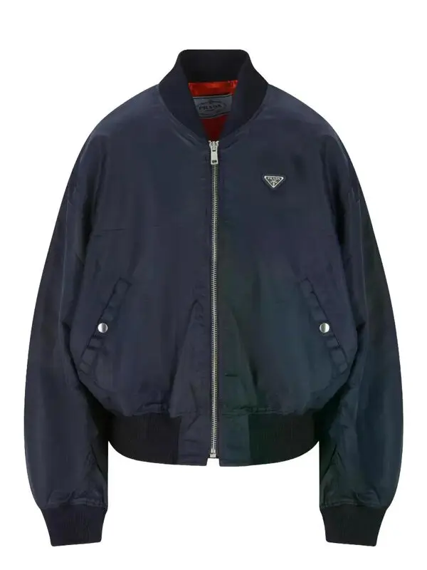 Prada Logo-plaque Bomber Jacket - Blue
