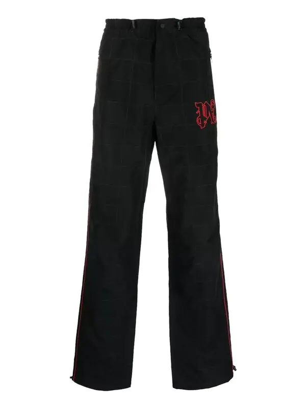 Palm Angels Logo-embroidered Checked Trousers - Black