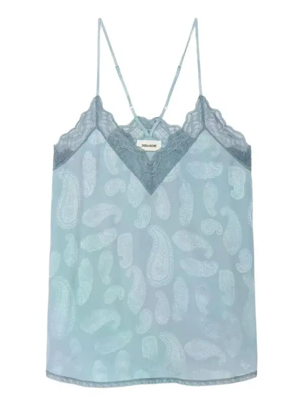 Zadig&Voltaire Christy Paisley-print Silk Jacquard Top - Blue