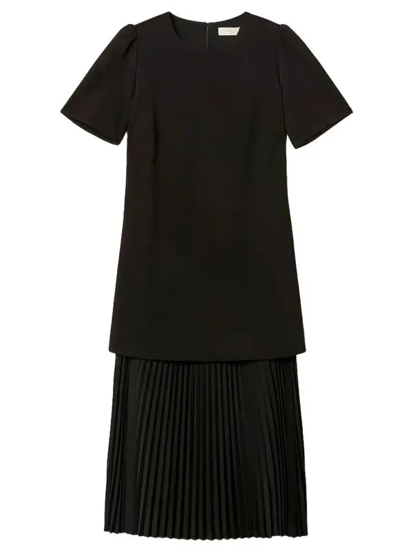 TWINSET Midi Pleated Dress With Short Sleeves - Black