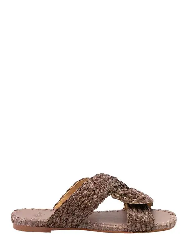 CastaÑer Padme Braided Raffia Flat Sandals - Brown