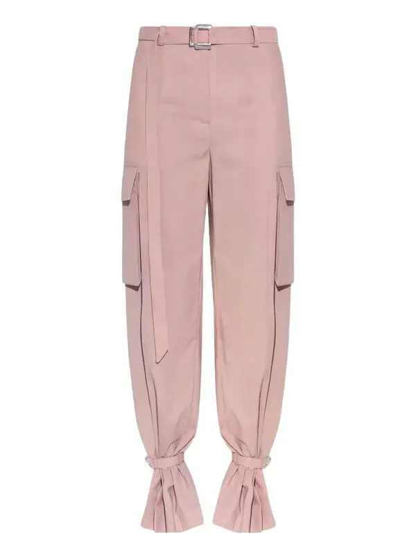 Attico Cargo Trousers With Ruffle Detail - Pink