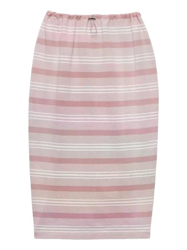 Prada Striped Midi Skirt - Pink