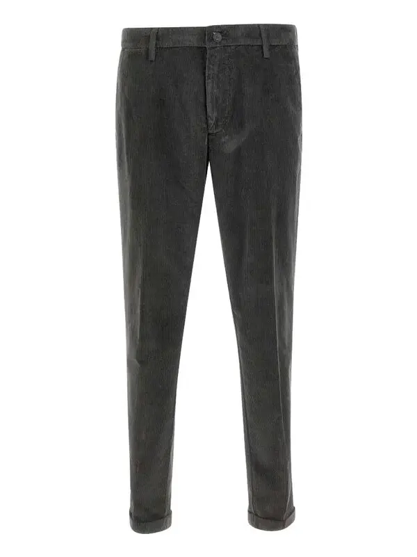 RE-HASH Corduroy Turn-up Hem Trousers - Grey