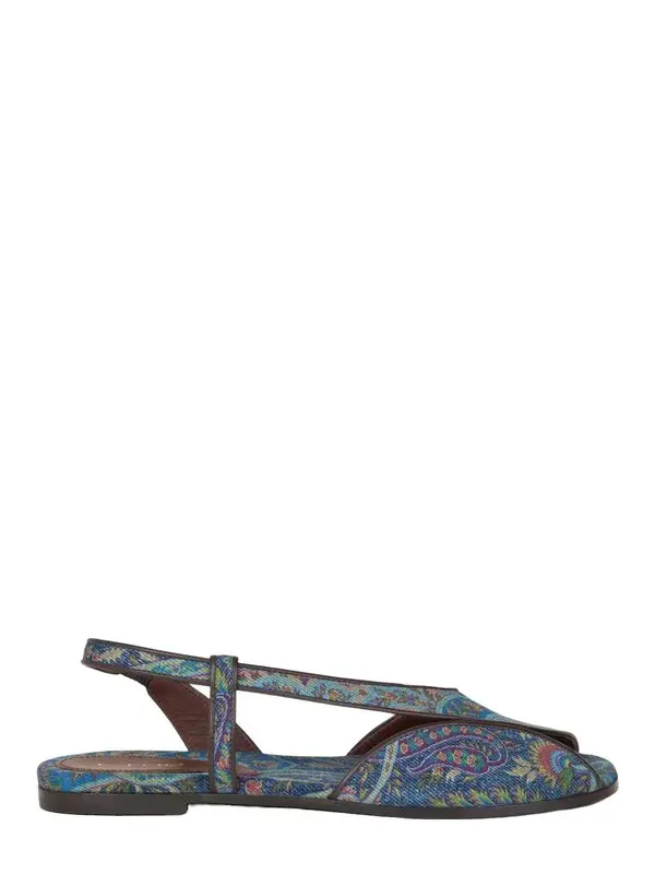 Etro Low Jacquard Denim Sandals - Blue