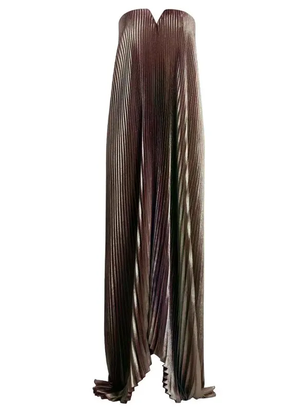L'IDEE Pleated Maxi Dress - Brown