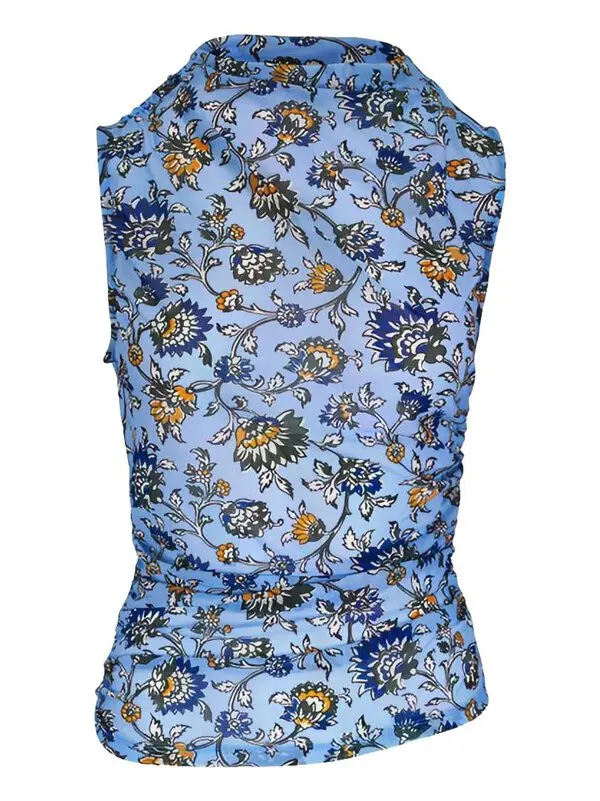 Veronica Beard Sylviani Floral Print Top - Blue
