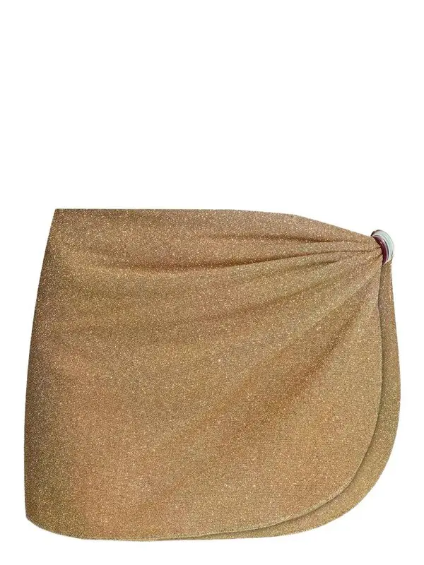 Oseree Ring Detail Metallic Skirt - Gold