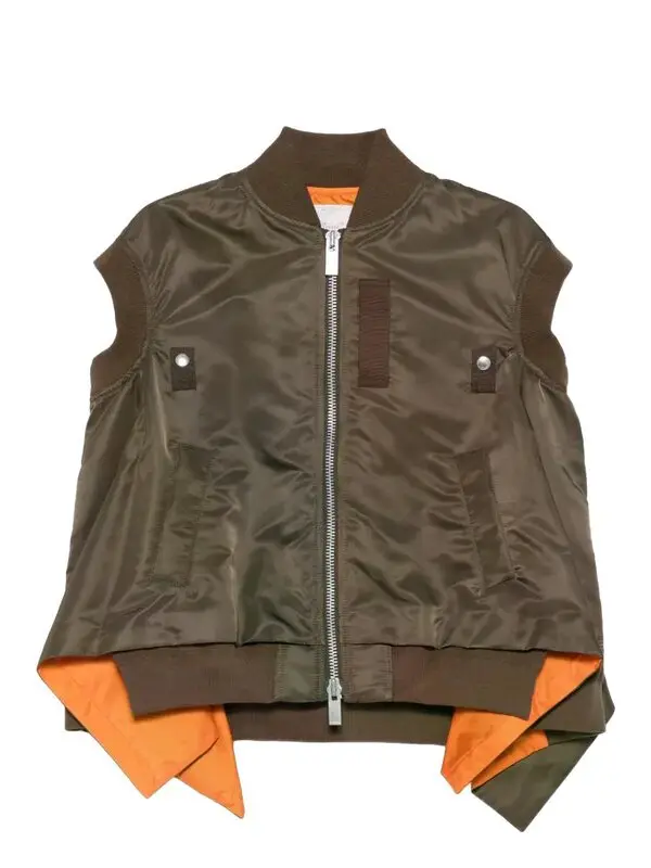 Sacai Zip Sleeveless Gilet - Green