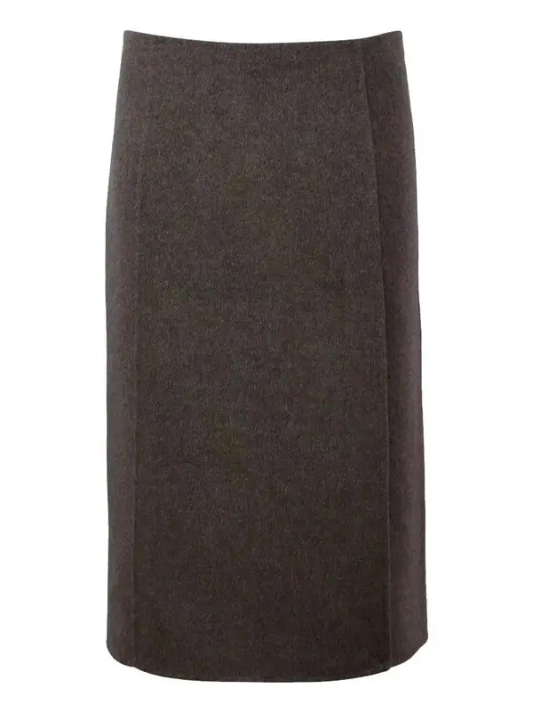 P.a.r.o.s.h Wool Midi Pencil Skirt - Brown