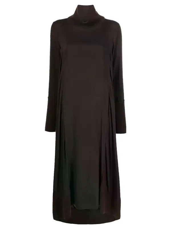 Kristensen Du Nord Draped Long-sleeve Midi Dress - Brown
