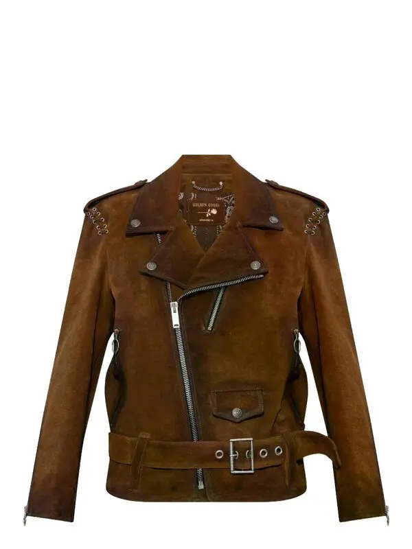 GOLDEN GOOSE Belted Leather Jacket - Brown