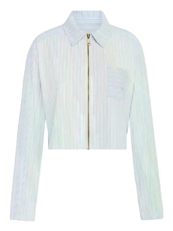 Adidas Striped Zip-up Shirt - Blue