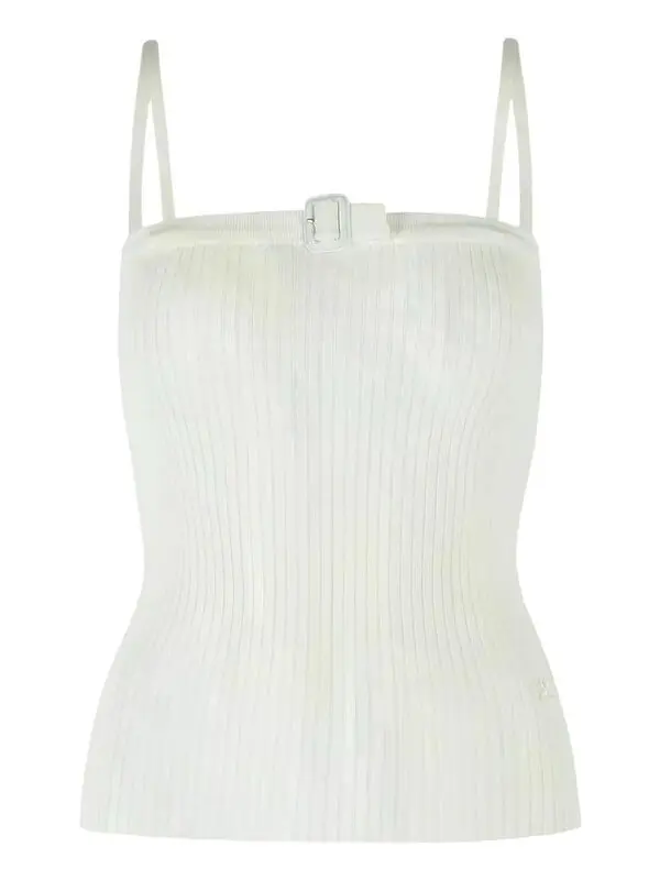 COURREGES Buckled Ribbed Top - Neutrals