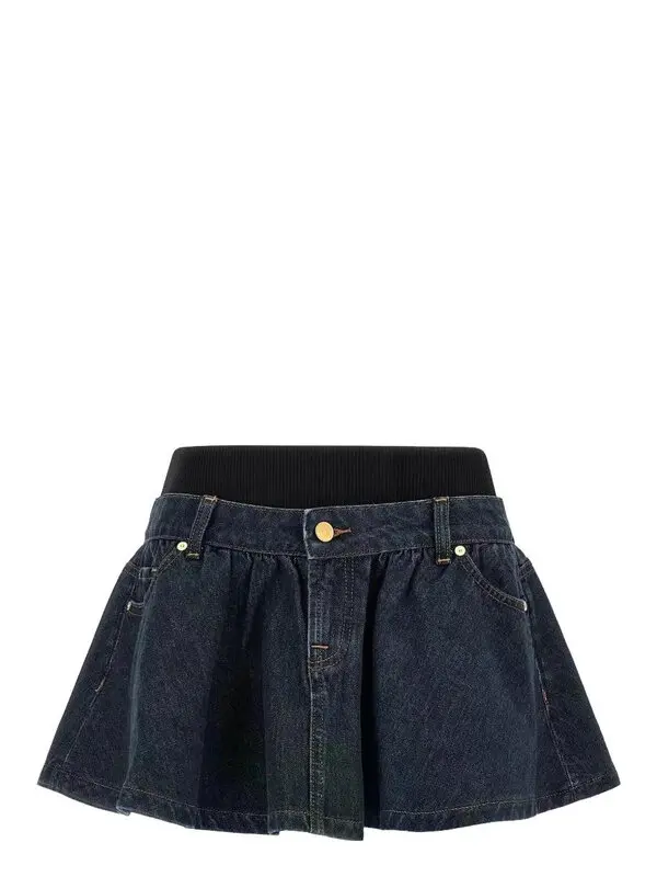 7 For All Mankind Banded Contrast-stitching Mini Skirt - Blue