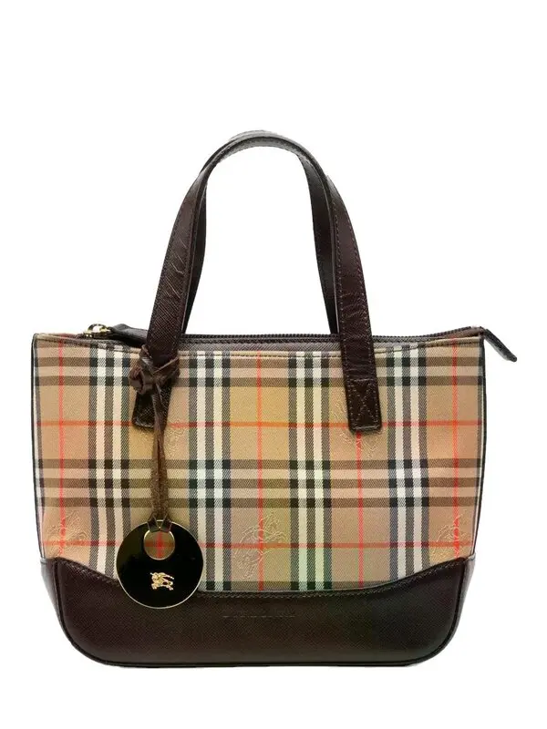 Burberry Haymarket Check Canvas Tote Bag - Brown