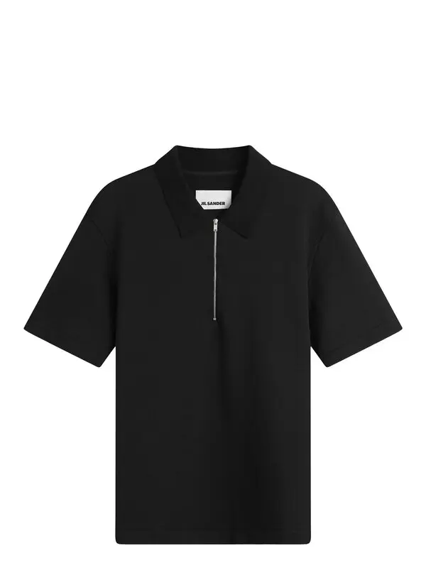 JIL SANDER Zip Short Sleeve Polo - Black