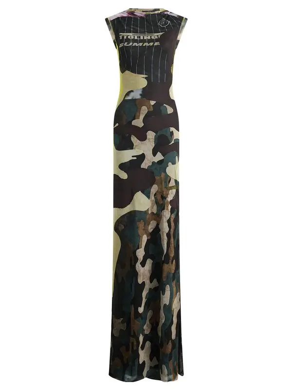 Ottolinger Mesh Maxi Gown - Morph Camo