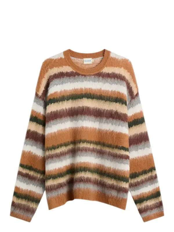 BOUND Alpaca Brushed Stripe Jumper - Tan Multi