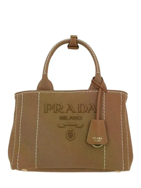 Prada Embroidered Jardinière Tote Bag - Brown