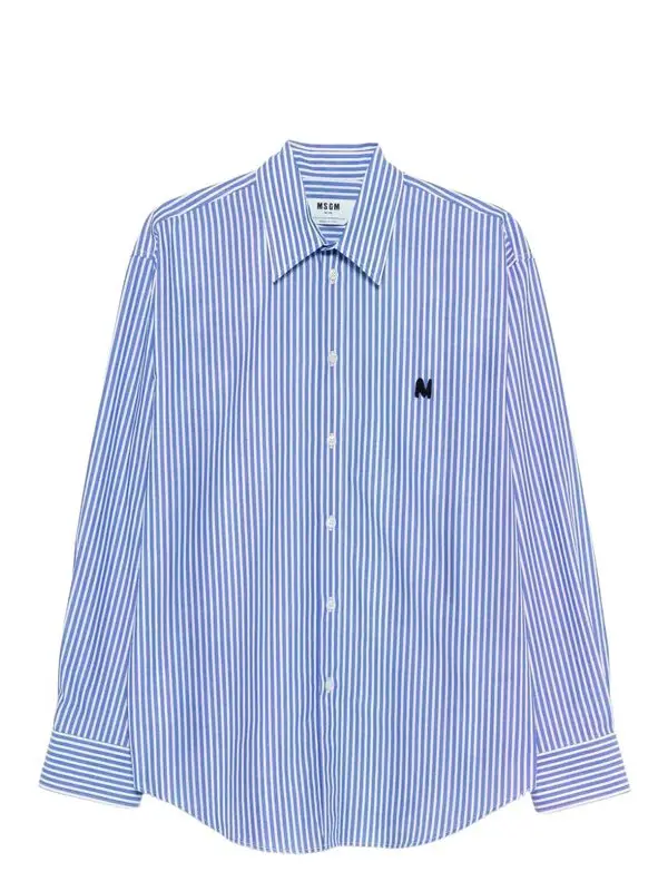 MSGM Striped Logo Shirt - Blue