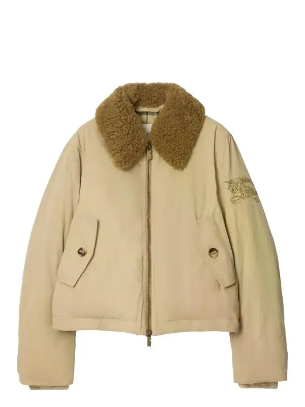 Burberry Embroidered Shearling-collar Jacket - Neutrals