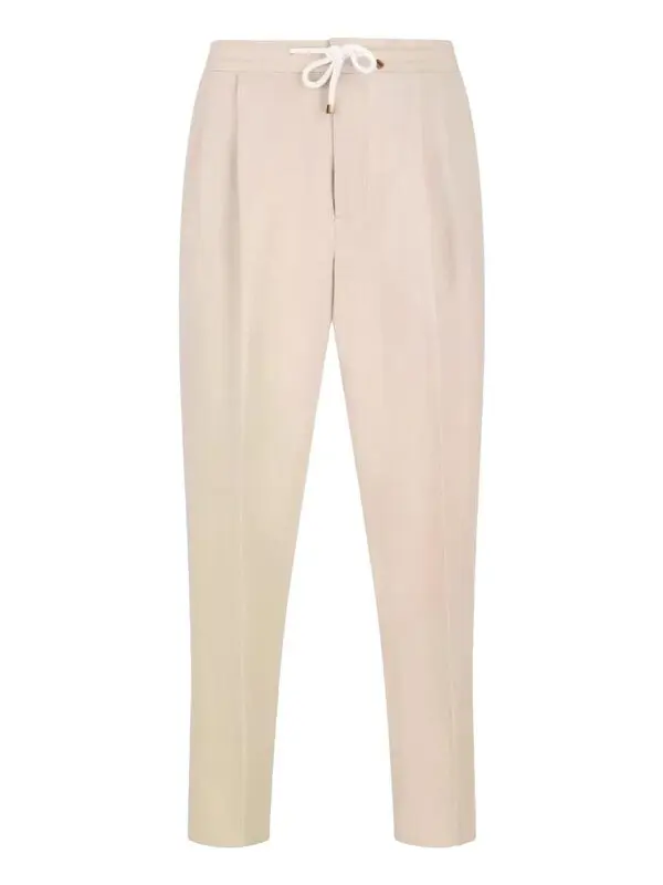Brunello Cucinelli Drawstring Tapered Trousers - Neutrals