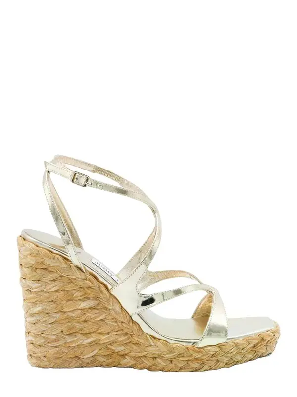 JIMMY CHOO Ayla Metallic-straps Heeled Espadrilles - Gold