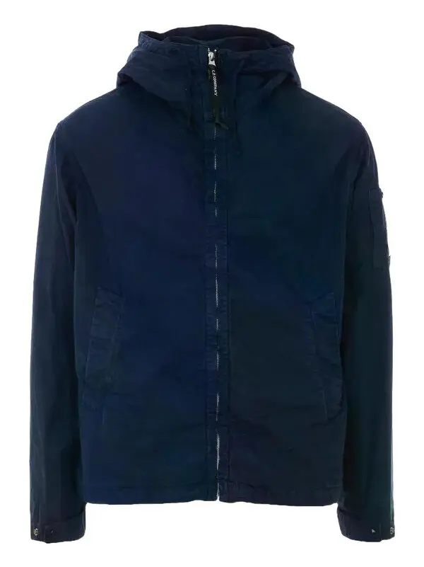 C.P. COMPANY Hooded Jacket With Patch Logo - Blue