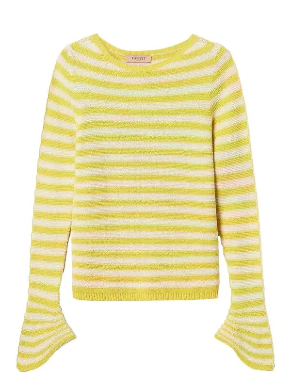 TWINSET Striped Crew-neck Top - Yellow