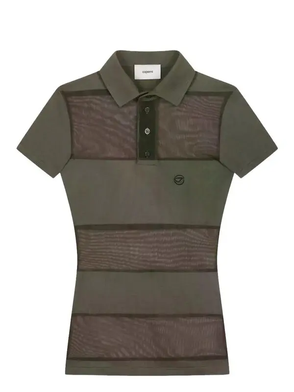 Coperni Striped Sheer Polo Shirt - Green