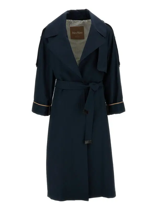 Max Mara Long Water-repellent Trench Coat - Blu