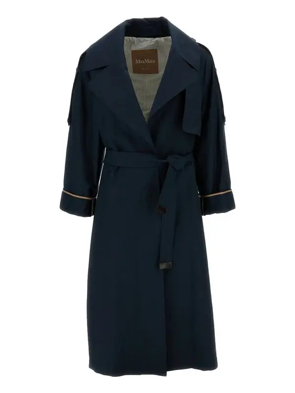 Max Mara Long Water-repellent Trench Coat - Blue