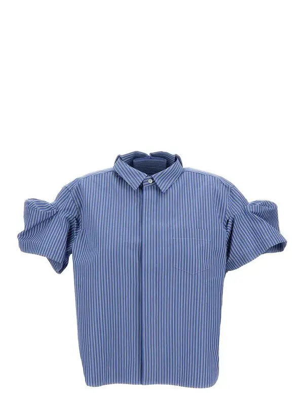 Sacai Striped Poplin Shirt - Sky Blue