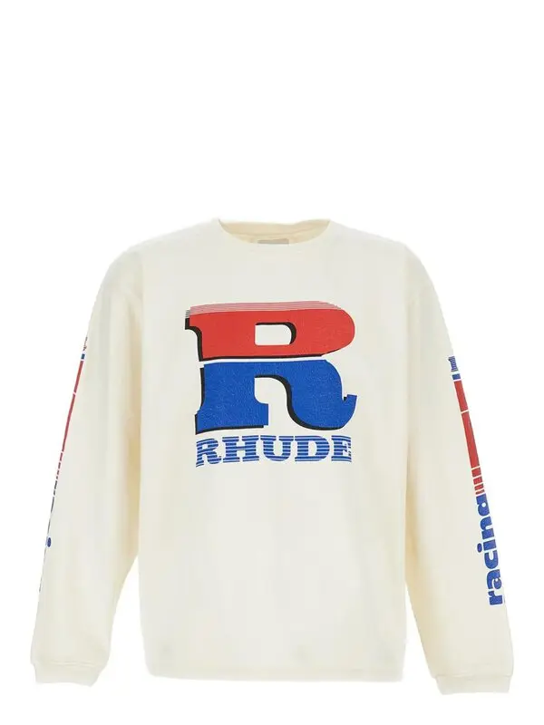 Rhude Petrol Split Logo Sweater - White