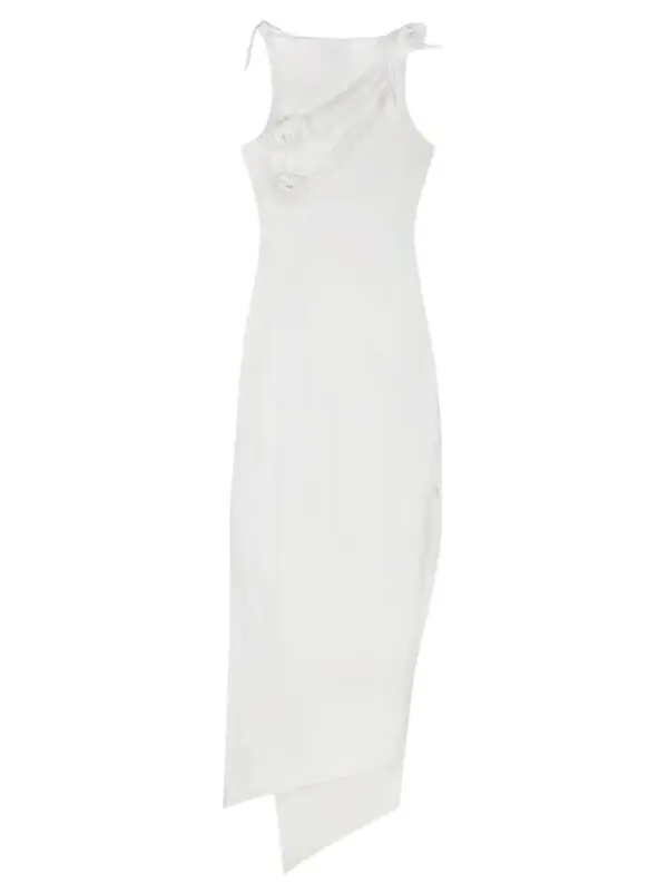 Coperni Rosette Knot Asymmetric Dress - White