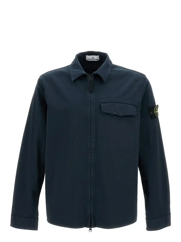 Stone Island Cotton Canvas Overshirt - Blue