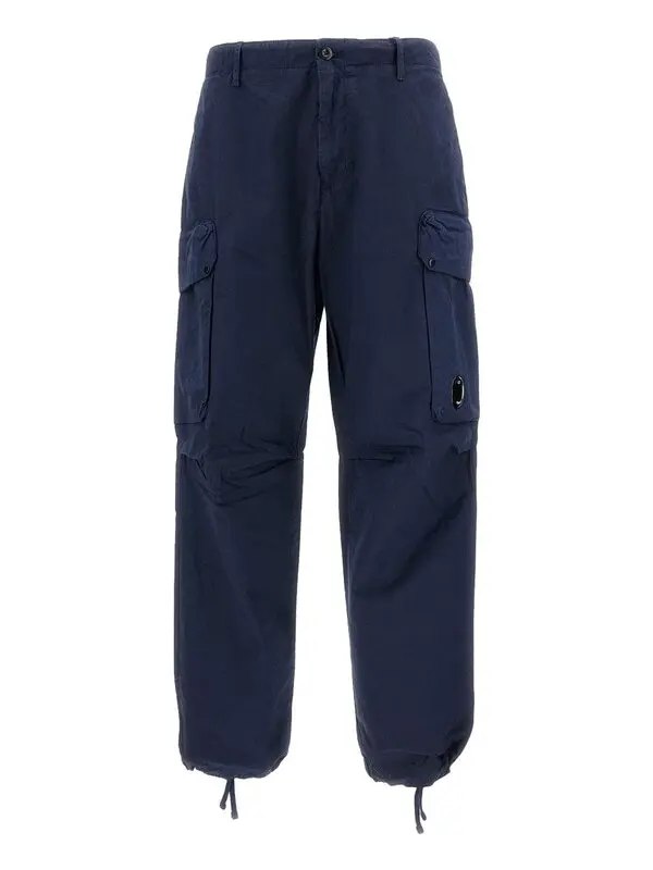 C.P. COMPANY Pantaloni Cargo Boxy Con Lente In Micro-reps - Blu