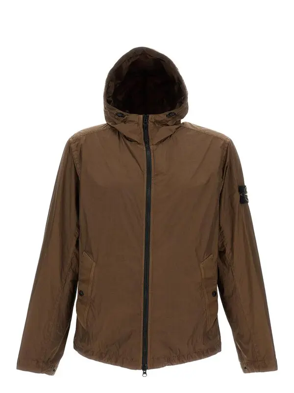 Stone Island Hooded Full-zip Jacket - Brown