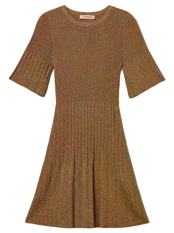 TWINSET Lurex Knitted Dress - Brown