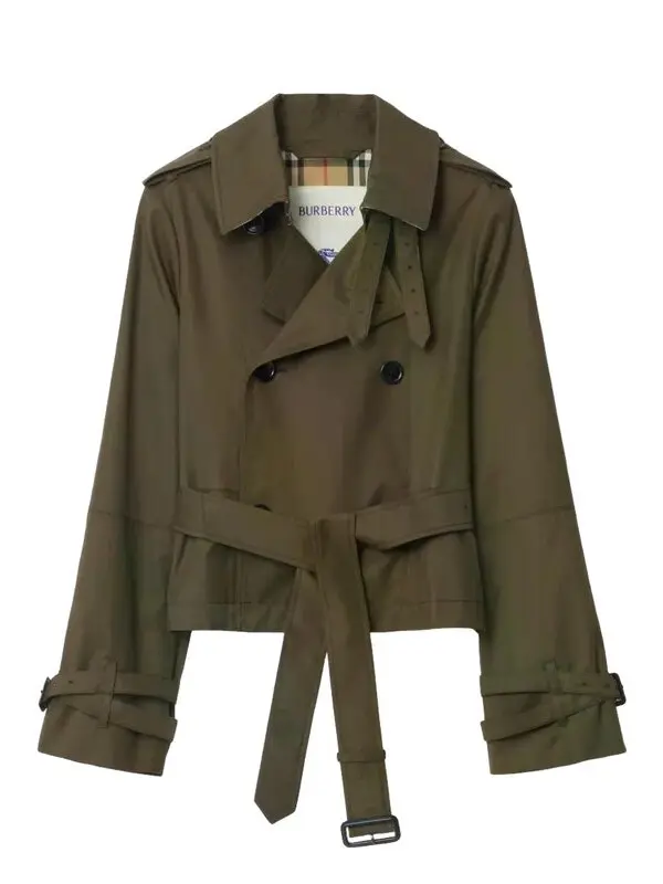 Burberry Cropped Belted Jacket - Green