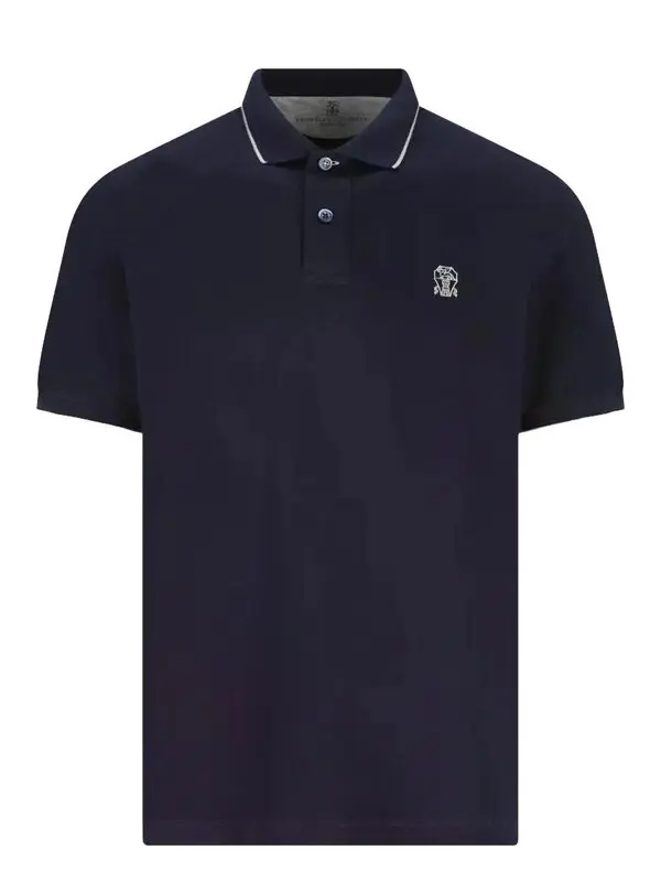 Brunello Cucinelli Logo-embroidered Polo Shirt - Blue