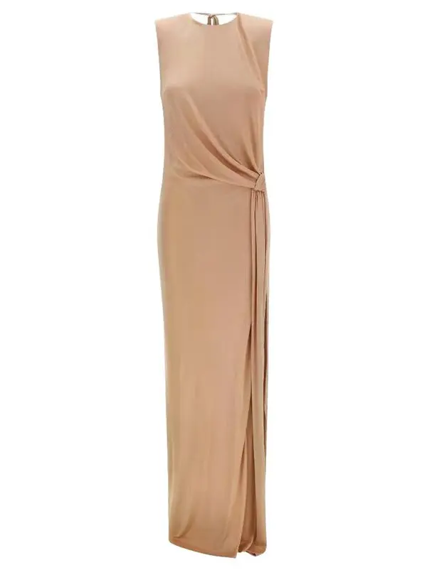 Elisabetta Franchi Red Carpet Draped Maxi Dress - Neutrals