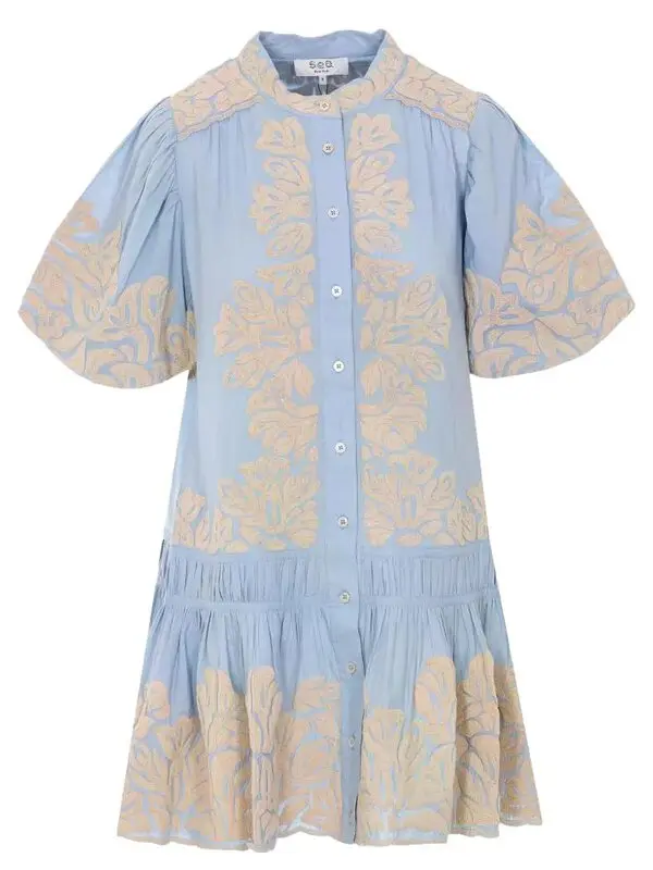 Sea Alexandra Embroidered Mini Dress - Blue