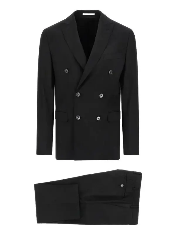 Pal Zileri Double-breasted Wool Suit - Black