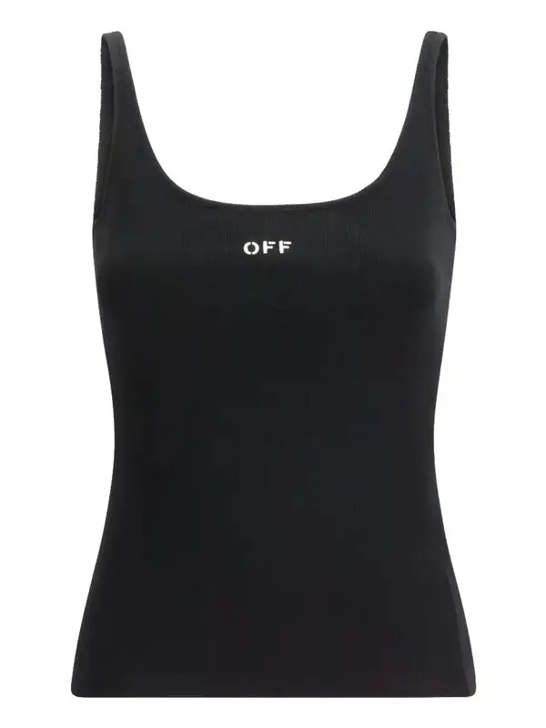 Off-White Ribbed Tank Top - Black