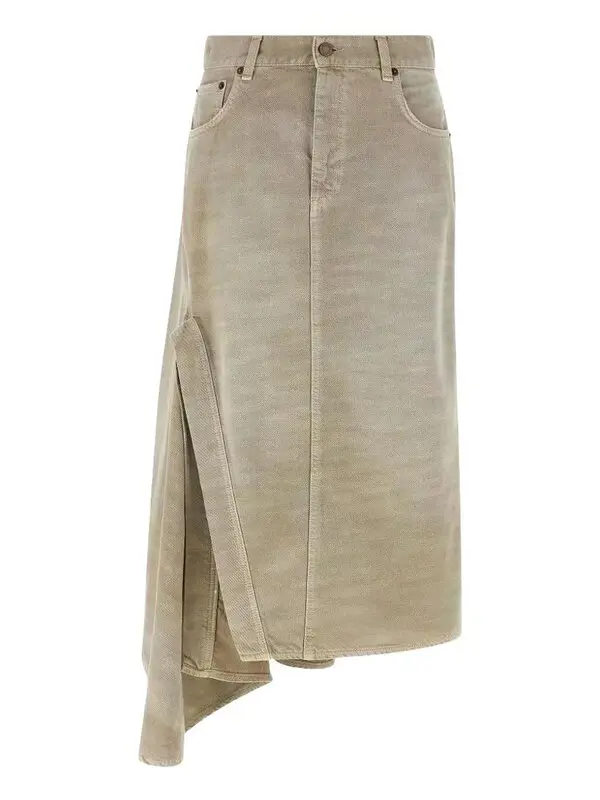 HAIKURE Ann Bull 44 Dyed Denim Midi Skirt - Neutrals