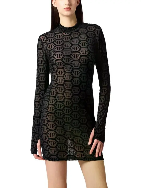 Philipp Plein Long-sleeved Mini Dress - Black