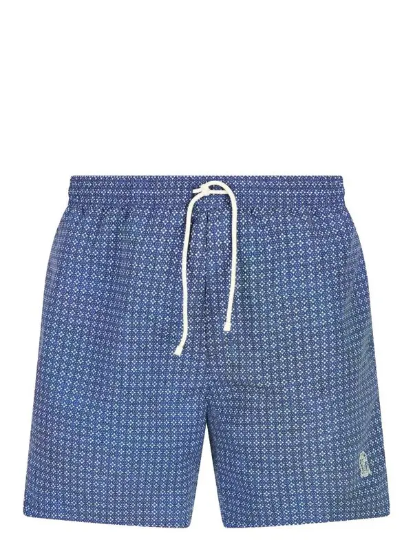 Brunello Cucinelli Geometric-pattern Swim Shorts - Blue
